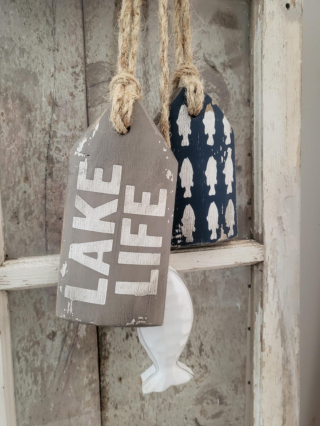 Lake Life Wooden Door Tag | Handmade Door Hanger Sign | Rustic Lake ...
