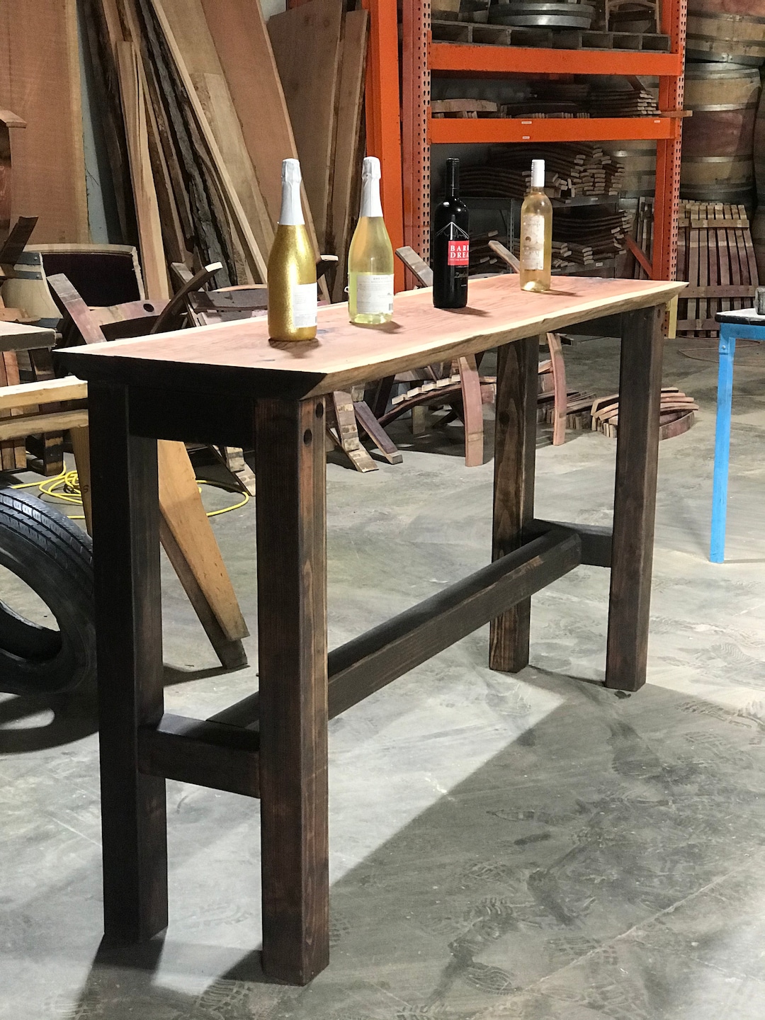 Wine Tasting Table With Live Edge Redwood Slab - Etsy
