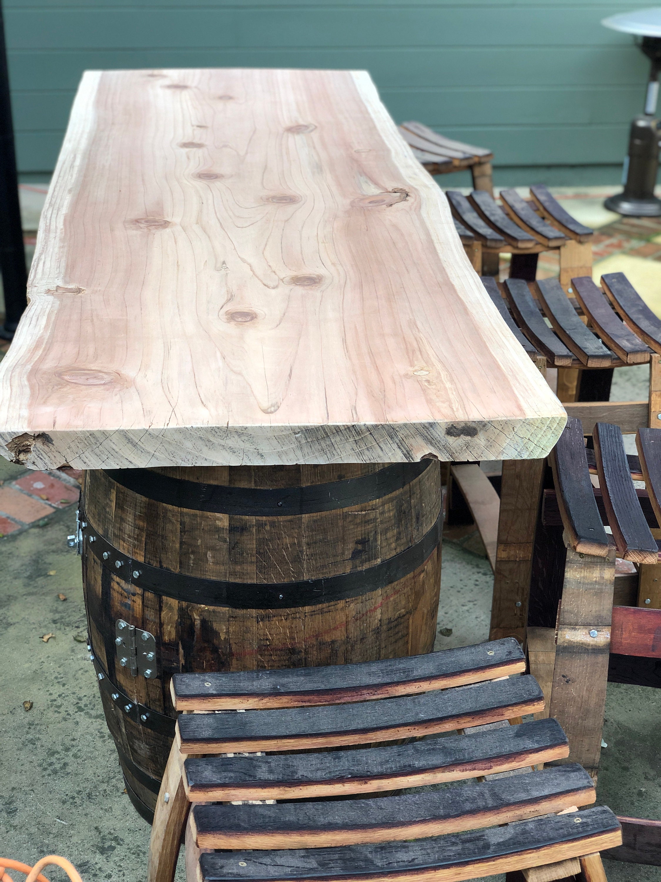 Whiskey Barrel Patio Table Set | Etsy UK