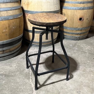 Wine Barrel Adjustable Dark Walnut Iron Stool (set of 2) - Etsy