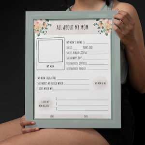 All About My Mom Printable, Customized, Mothers Day Gift, Gift for Mom ...