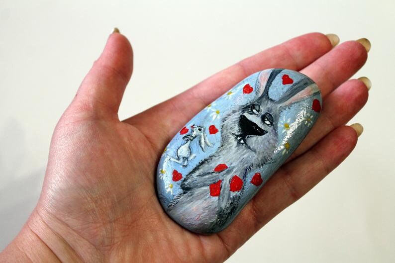 Painted Rocks Bunny Garden Stone Painted Rabbit Some Bunny - Etsy