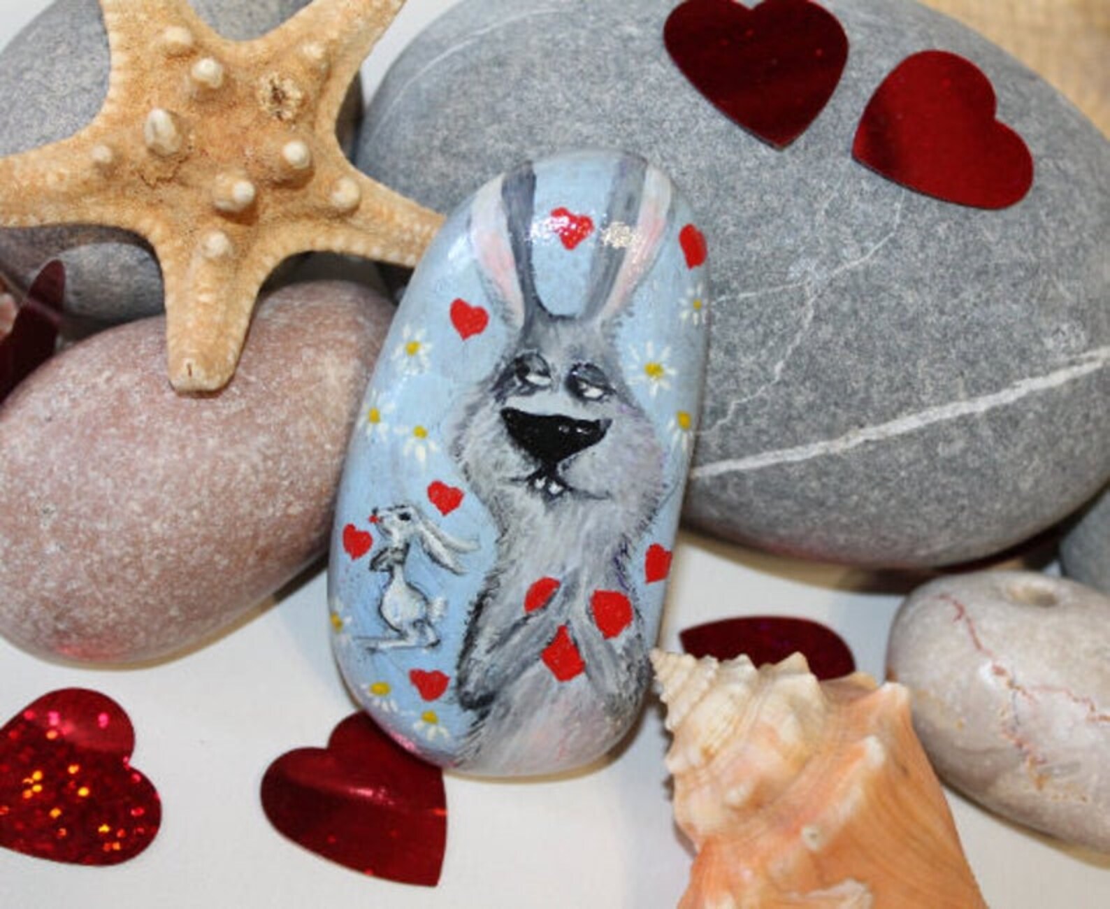 Painted Rocks Bunny Garden Stone Painted Rabbit Some Bunny - Etsy