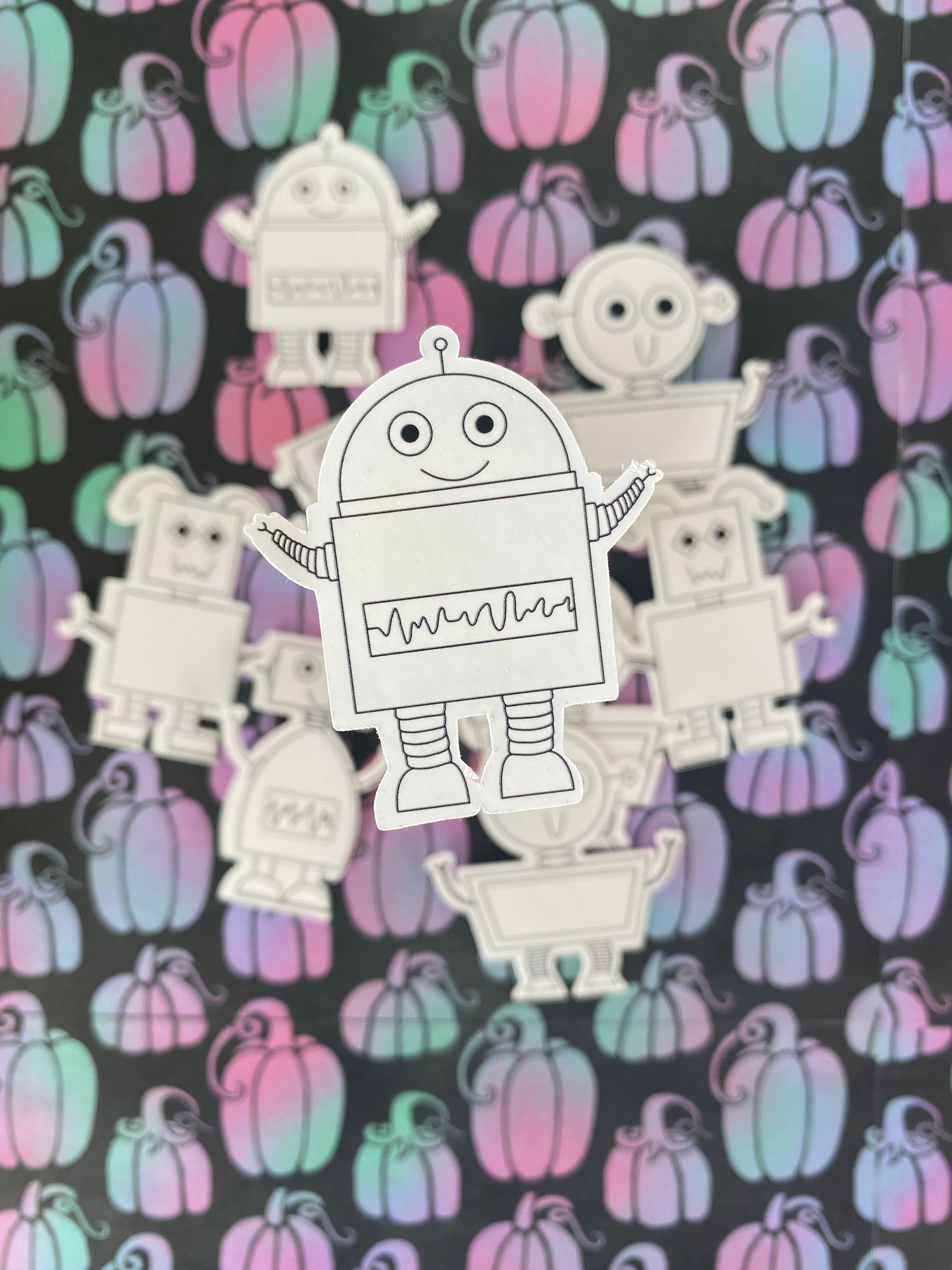 Color Your Own Robot Stickers, Colorable Stickers for Kids, Reward ...