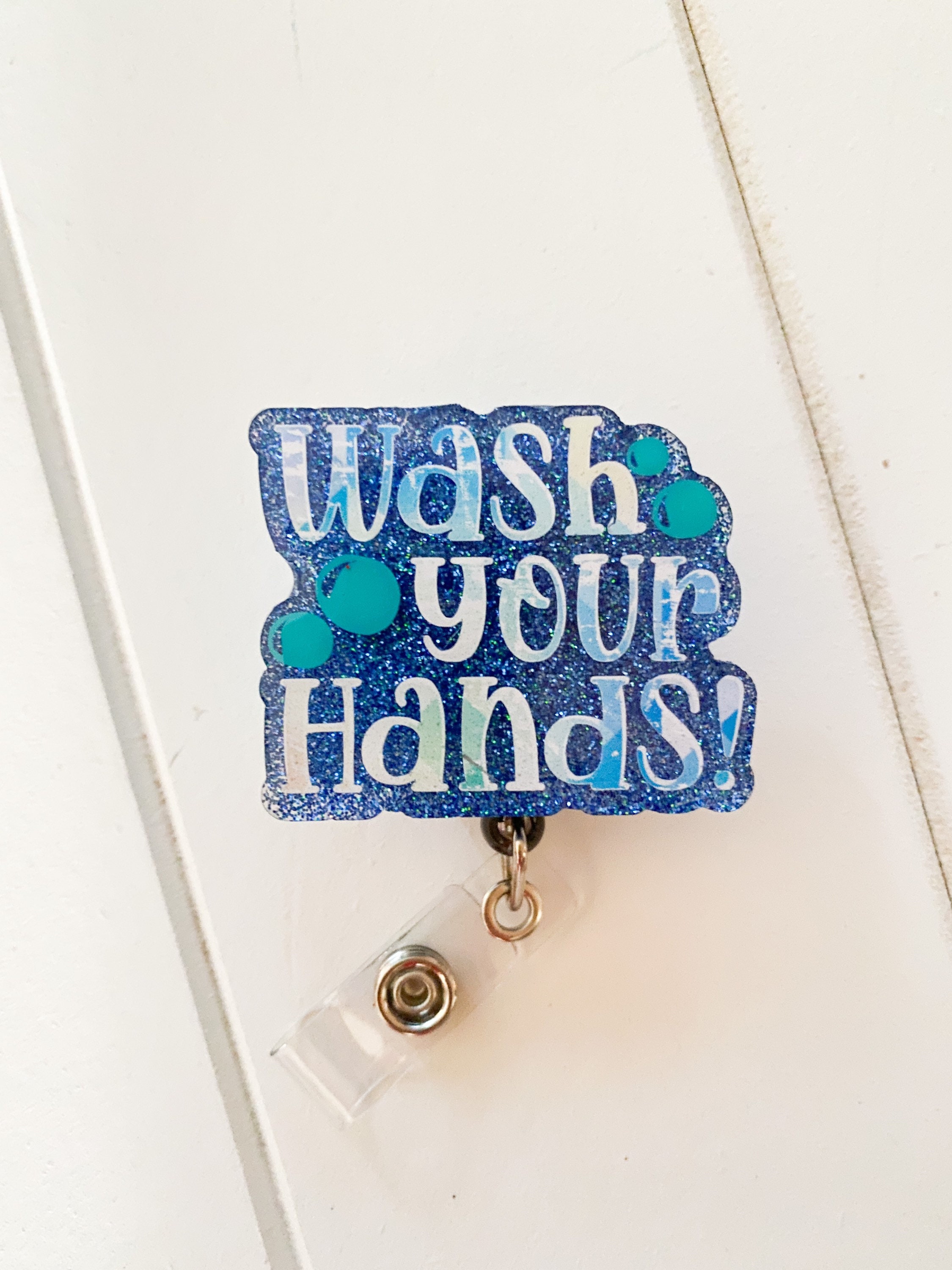 Badge Reel Wash Your Hands RN Badge Reel Retractable Badge - Etsy.de