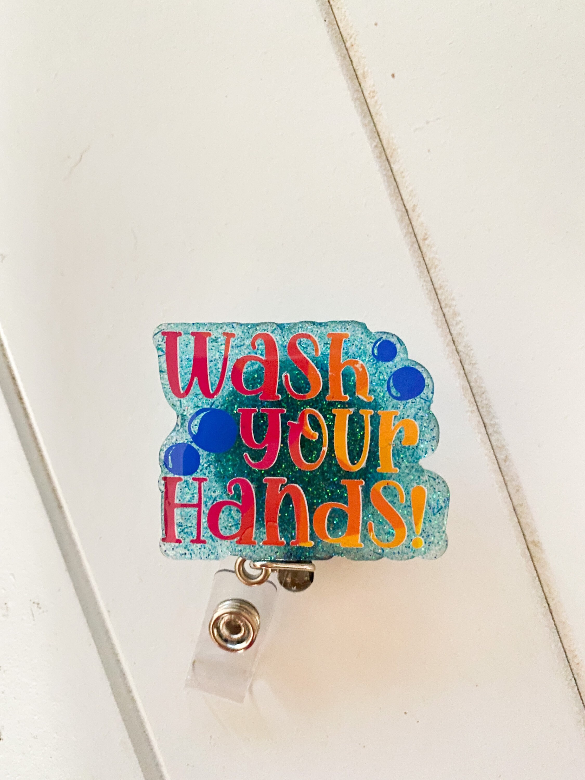 Badge Reel Wash Your Hands RN Badge Reel Retractable Badge - Etsy.de