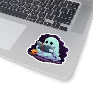Cute Ghost Reading a Book | Spooky Sticker - Etsy