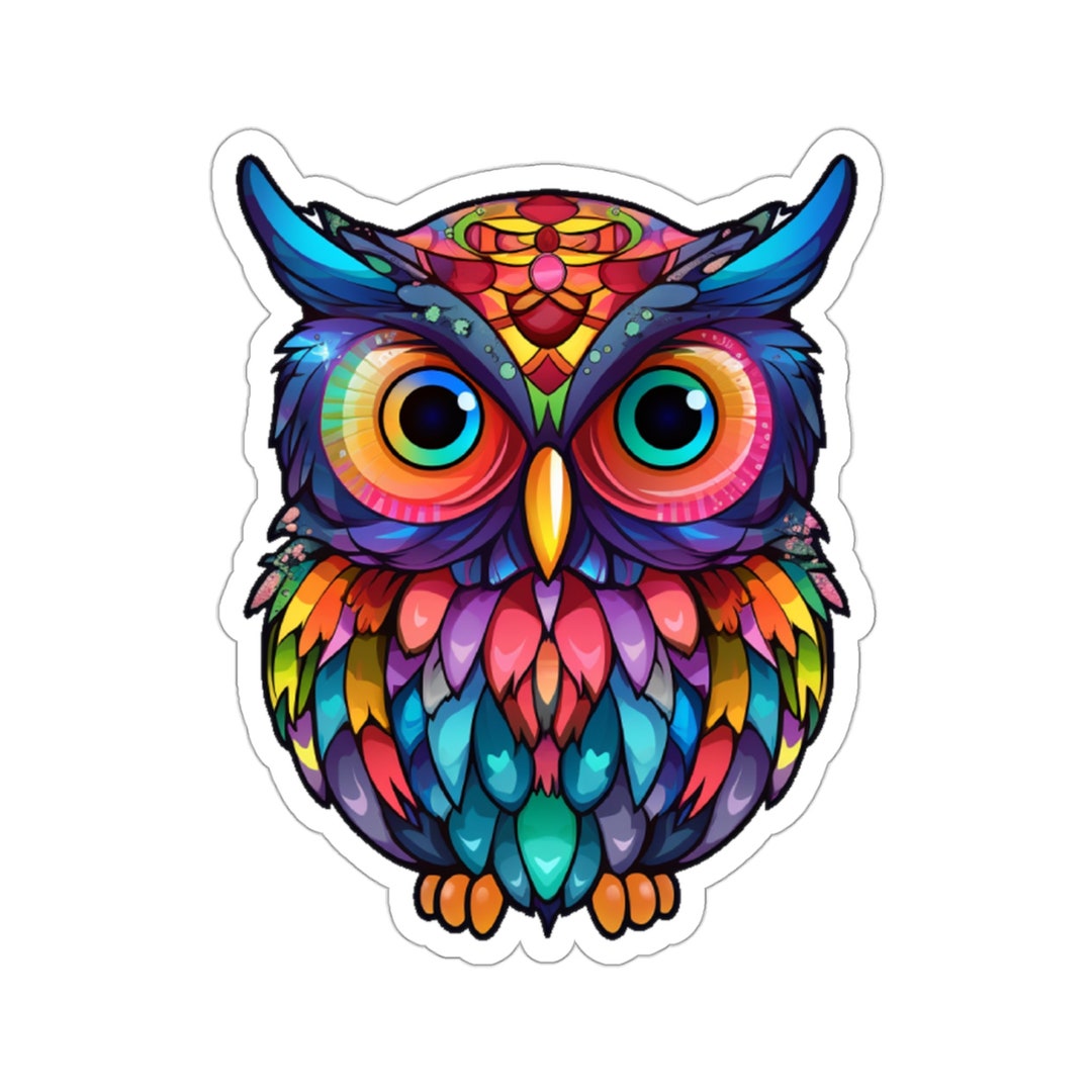 Stained Glass Rainbow Owl Vinyl Sticker #3 - Etsy