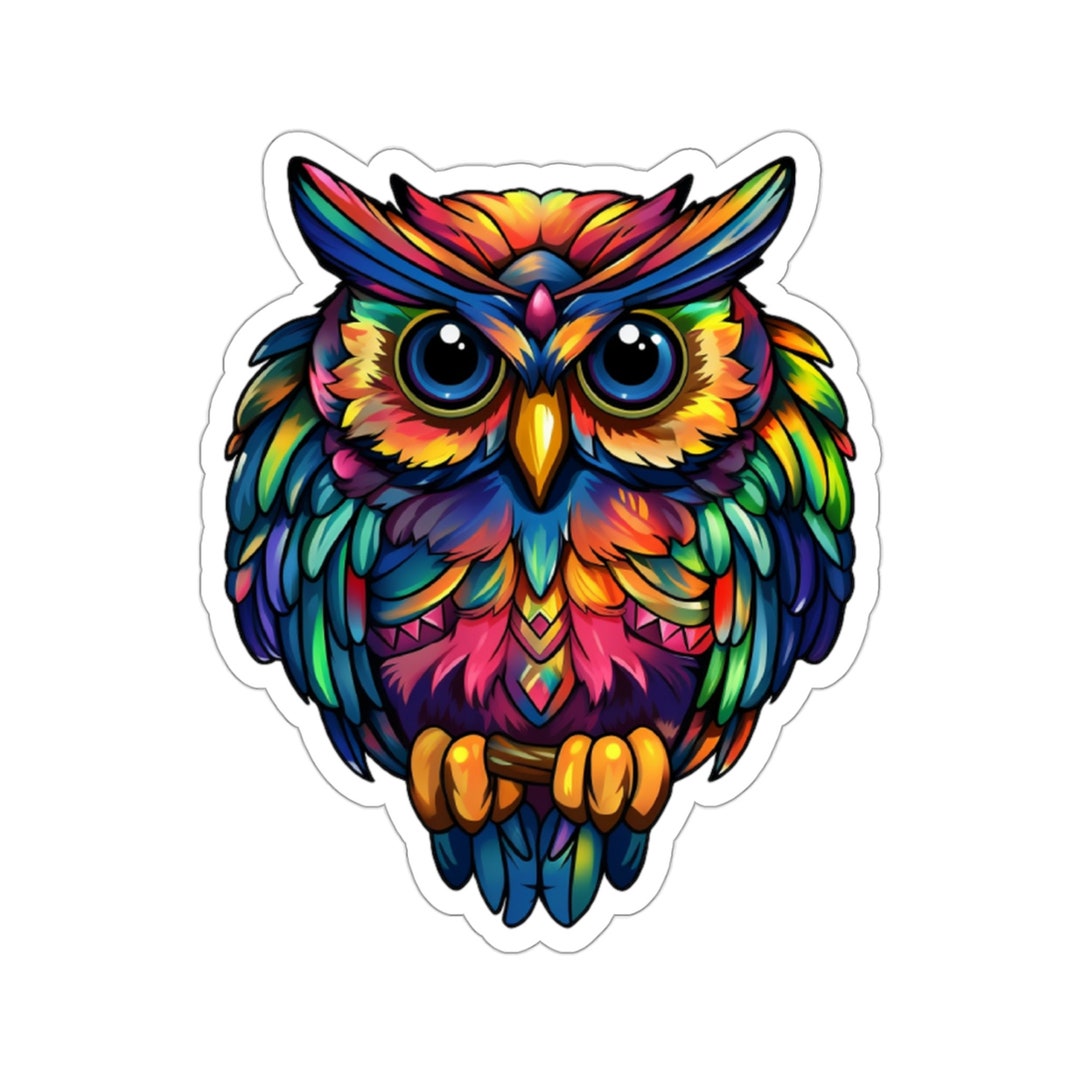 Stained Glass Rainbow Owl Vinyl Sticker #5 - Etsy