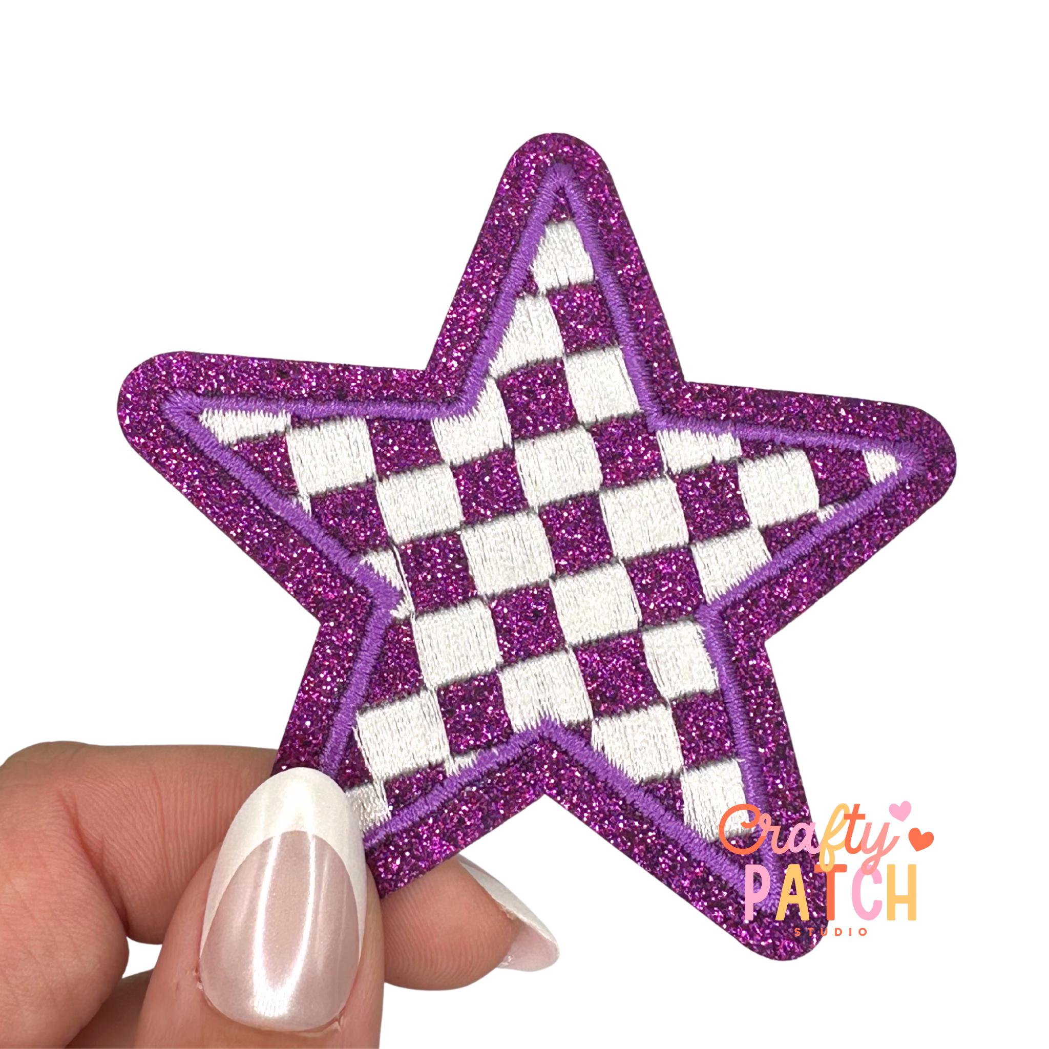 Checkered Star Glitter Patch, Iron on Applique (3 Inch) - Etsy