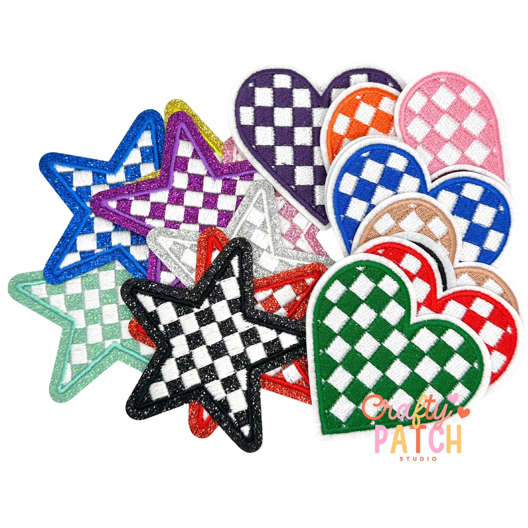 Checkered Star Glitter Patch, Iron on Applique (3 Inch) - Etsy