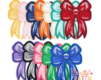 Black Glitter Side Bow Patch Set of 2, Iron on Side Bows for Shirts ...