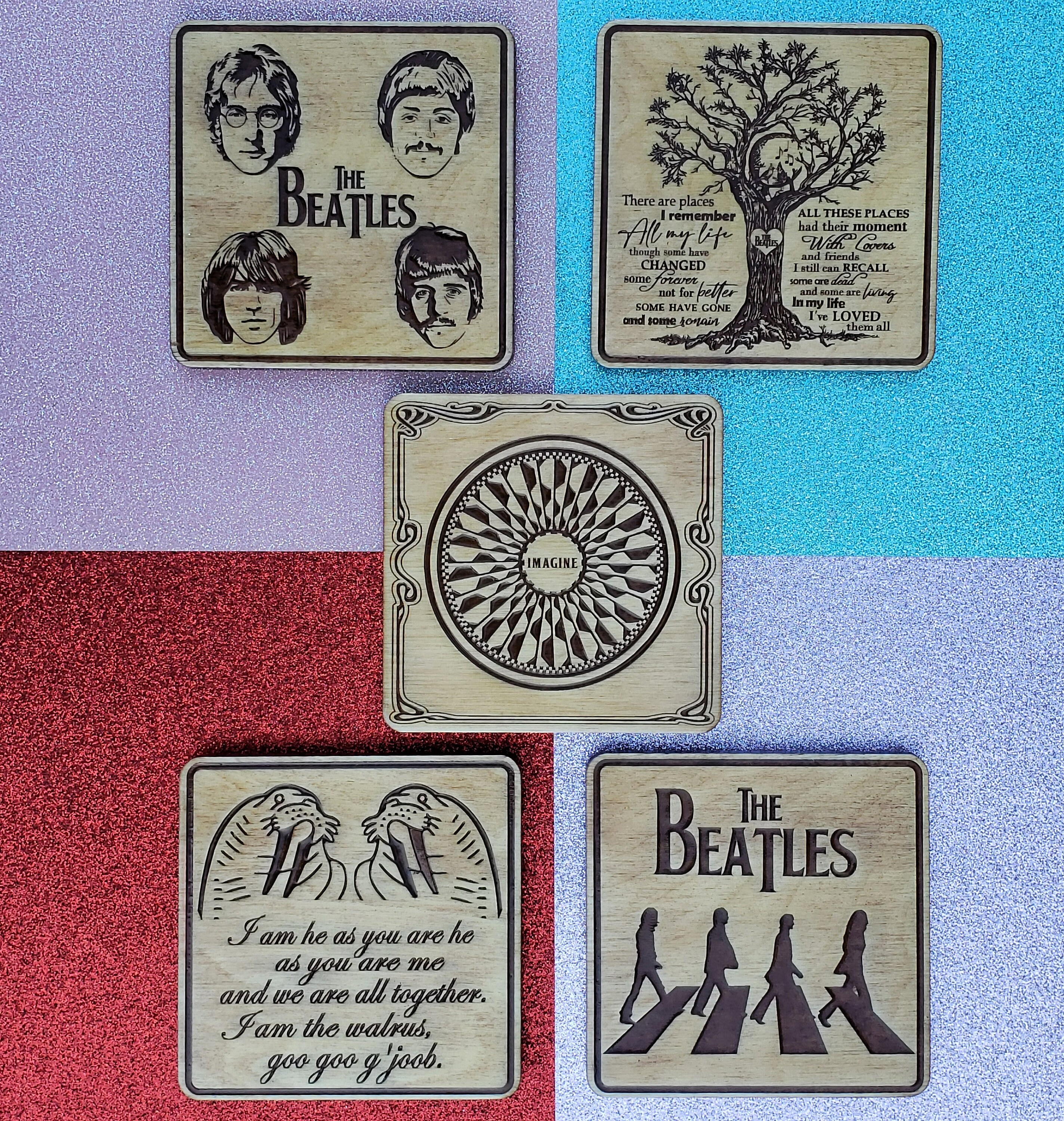 Beatles Coaster / Laser Engraved Wood Coasters / Beatles Songs / John ...