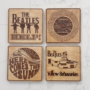 Beatles Coaster / Laser Engraved Wood Coasters / Beatles Songs / John ...