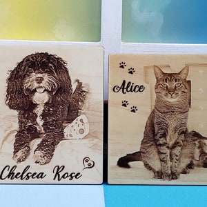 Pet Laser Engraved Wood Photo / Your Cat on Maple / Personalized Pet ...