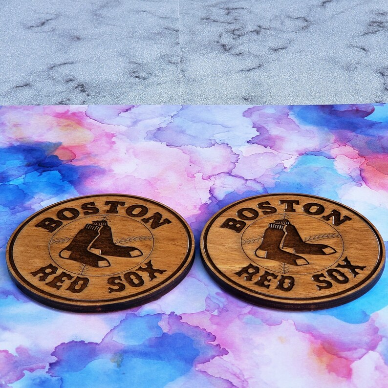 Laser Engraved Wood Coasters / Boston Red Sox /MLB Coasters / - Etsy