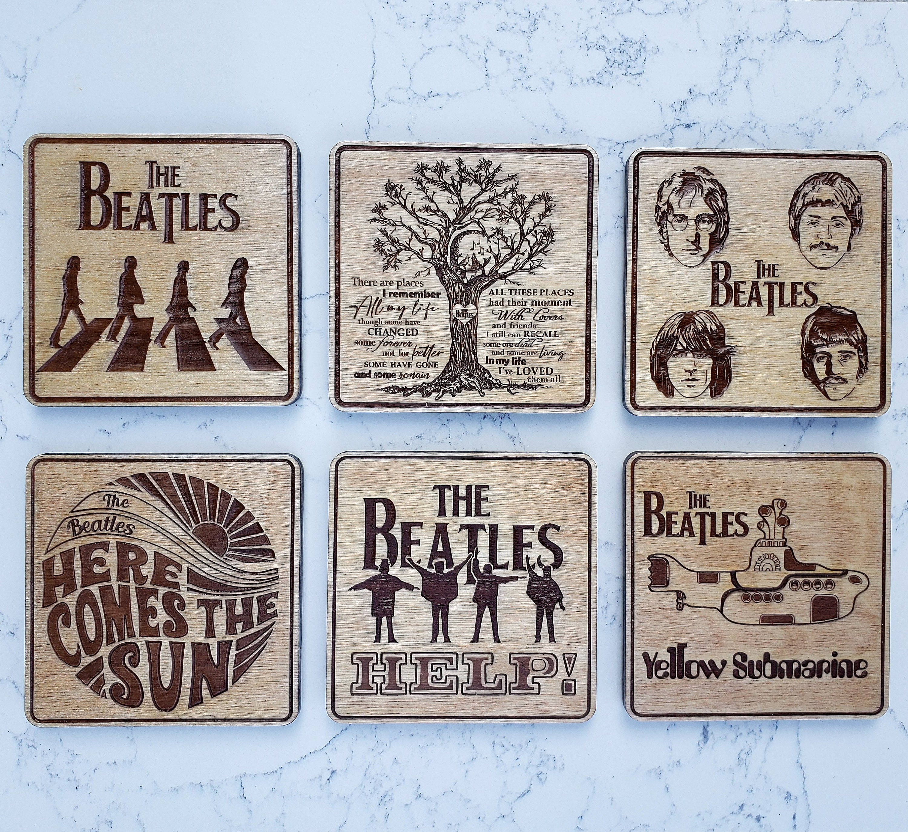 Beatles Coaster / Laser Engraved Wood Coasters / Beatles Songs / John ...