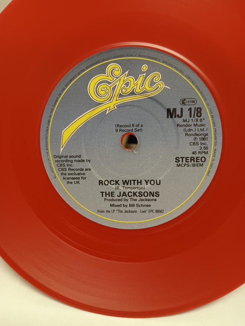 45 RPM Michael Jackson 45rpm Picture Sleeve Red Vinyl "rock With You ...