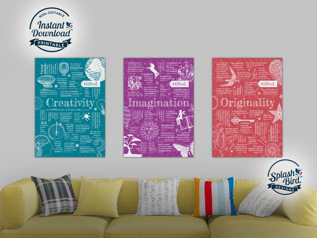 Gifted Quotes 3 Posters BUNDLE Printable | Creativity, Imagination and ...