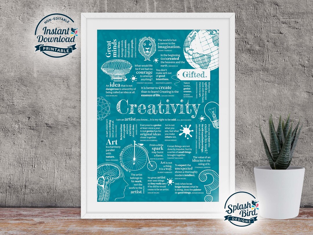 Creativity Themed Inspirational Quote Poster, Vintage Art Poster ...