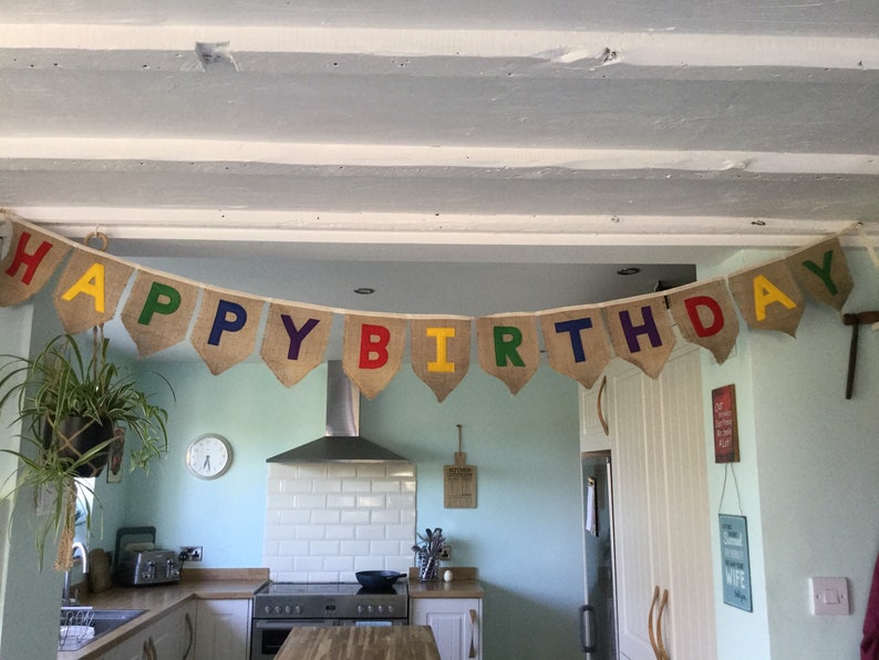 Fabric Happy Birthday Bunting Banner | Etsy