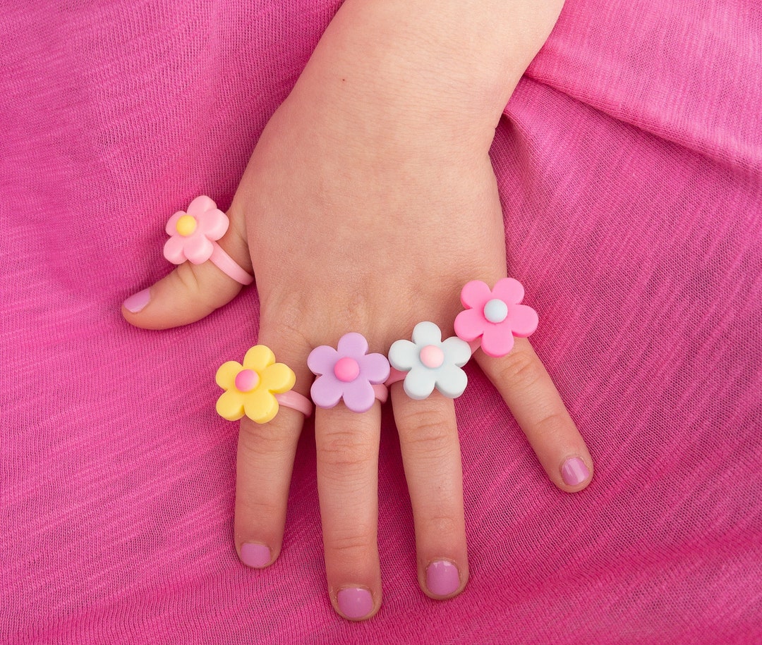 Kids Pastel Flower Ring Little Girl Jewelry Toddler Kids Girl Ring Kids ...
