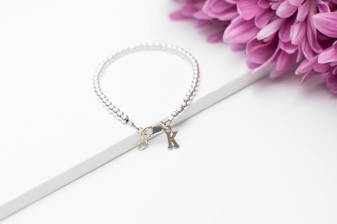 Sterling Silver Baby Bracelet | 925 Sterling Beaded Bracelet | Flower ...