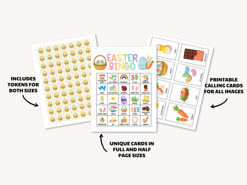 Easter Bingo Game: 100 Printable Cards With Calling Cards and Tokens ...