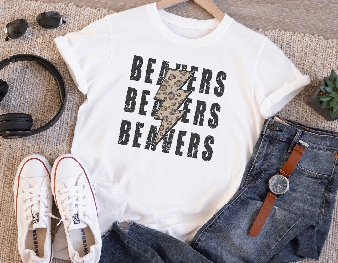 Team Mascot (beavers) Lightning Bolt T-shirt - Etsy