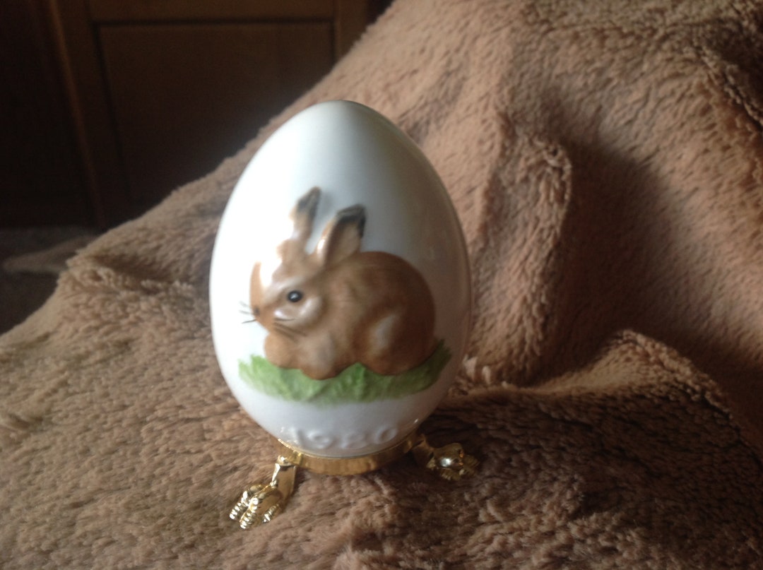 Bone China Easter Bunny on Stand - Etsy