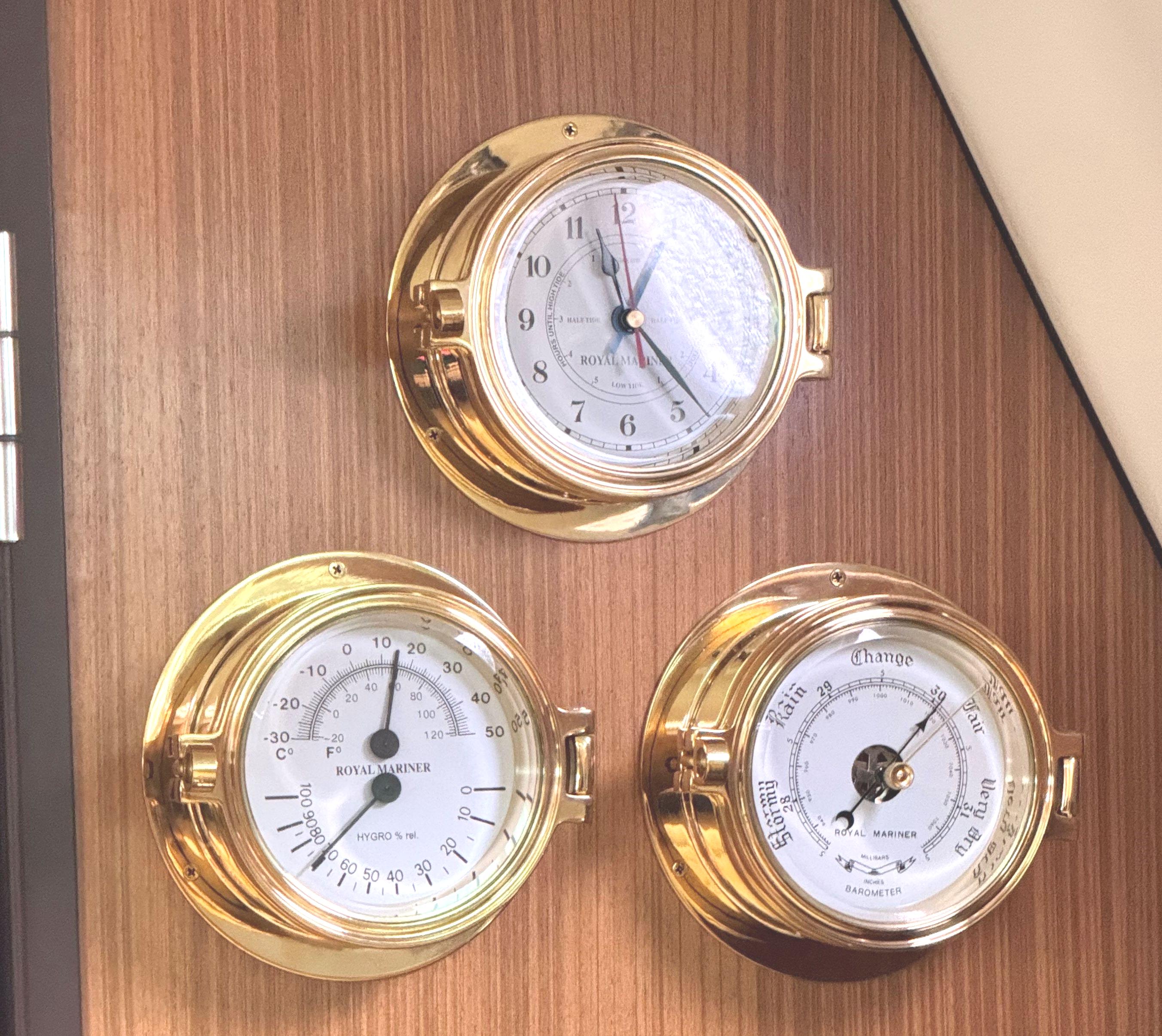 7.2lb, 5.5in Diam. Quiet Tide and Time Clock Barometer Thermometer ...