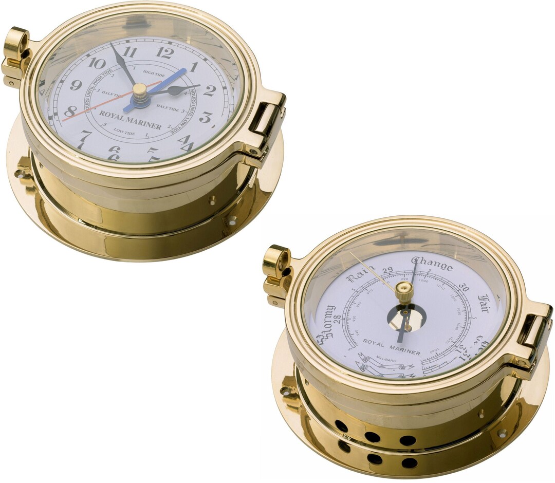 1.4kg (3lb) Tide Clock Barometer FREE Shipping 116 Mm 4.56in Brass Time ...