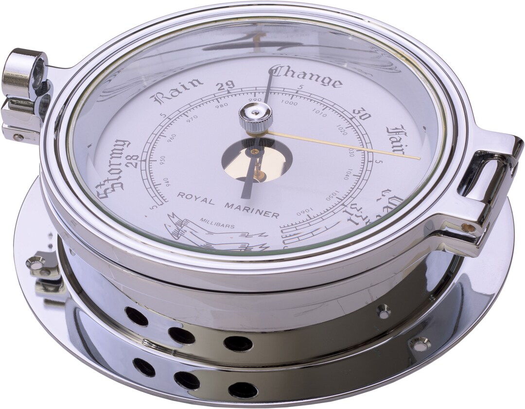 Ships Barometer German Movement 140mm 5.5in 2.9lb 1.3kg Chrome Over ...