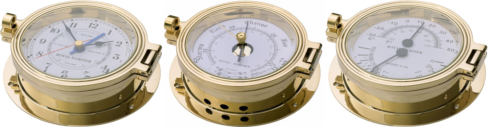 7.2lb, 5.5in Diam. Quiet Tide and Time Clock Barometer Thermometer ...
