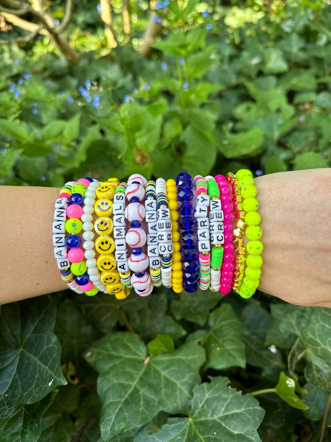 Savannah Bananas - *large Beads* - Baseball Themed Bracelet Stack - Etsy