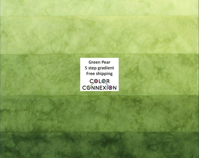 Hand Dyed Yellow Green Fabric Bundle, 5 or 7 Step Gradient, Available ...