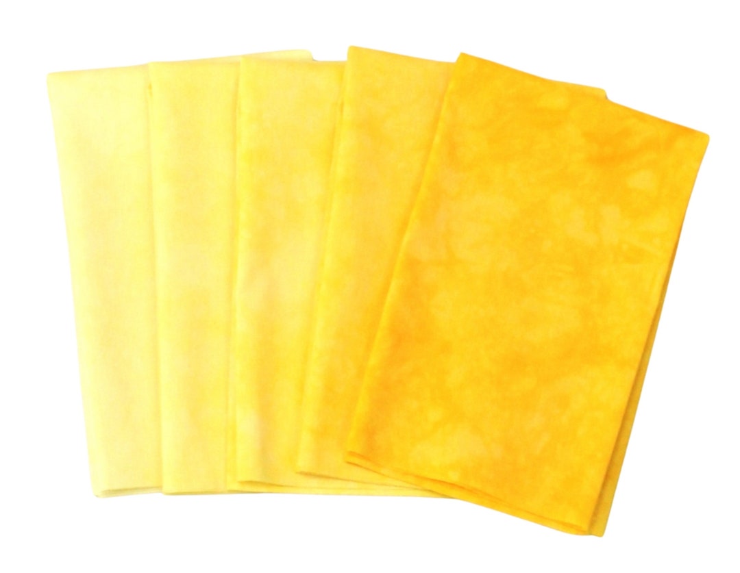 Sunny Yellow Quilt Fabric Bundle, Hand Dyed 5 Step Light to Medium ...