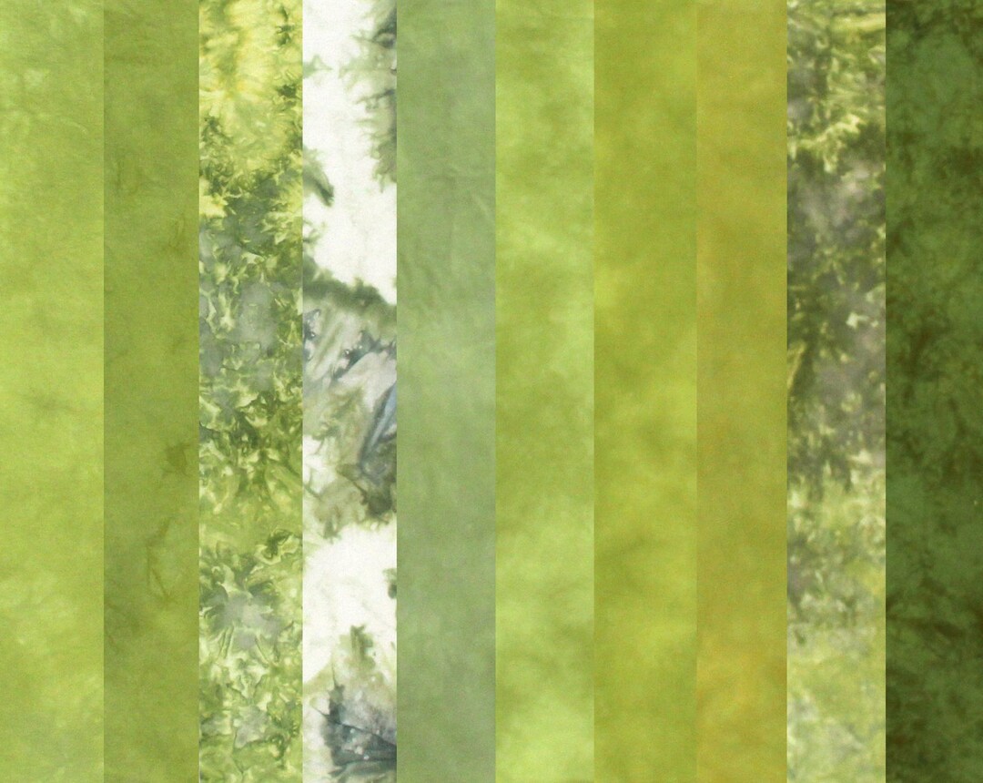 Olive Green Stash Builder Fabric Bundle of Hand Dyed Quilt Cotton, 10 ...