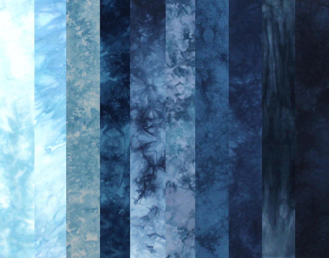 Blue Stash Builder Fabric Bundle of Hand Dyed Quilt Cotton, 10 Fat ...
