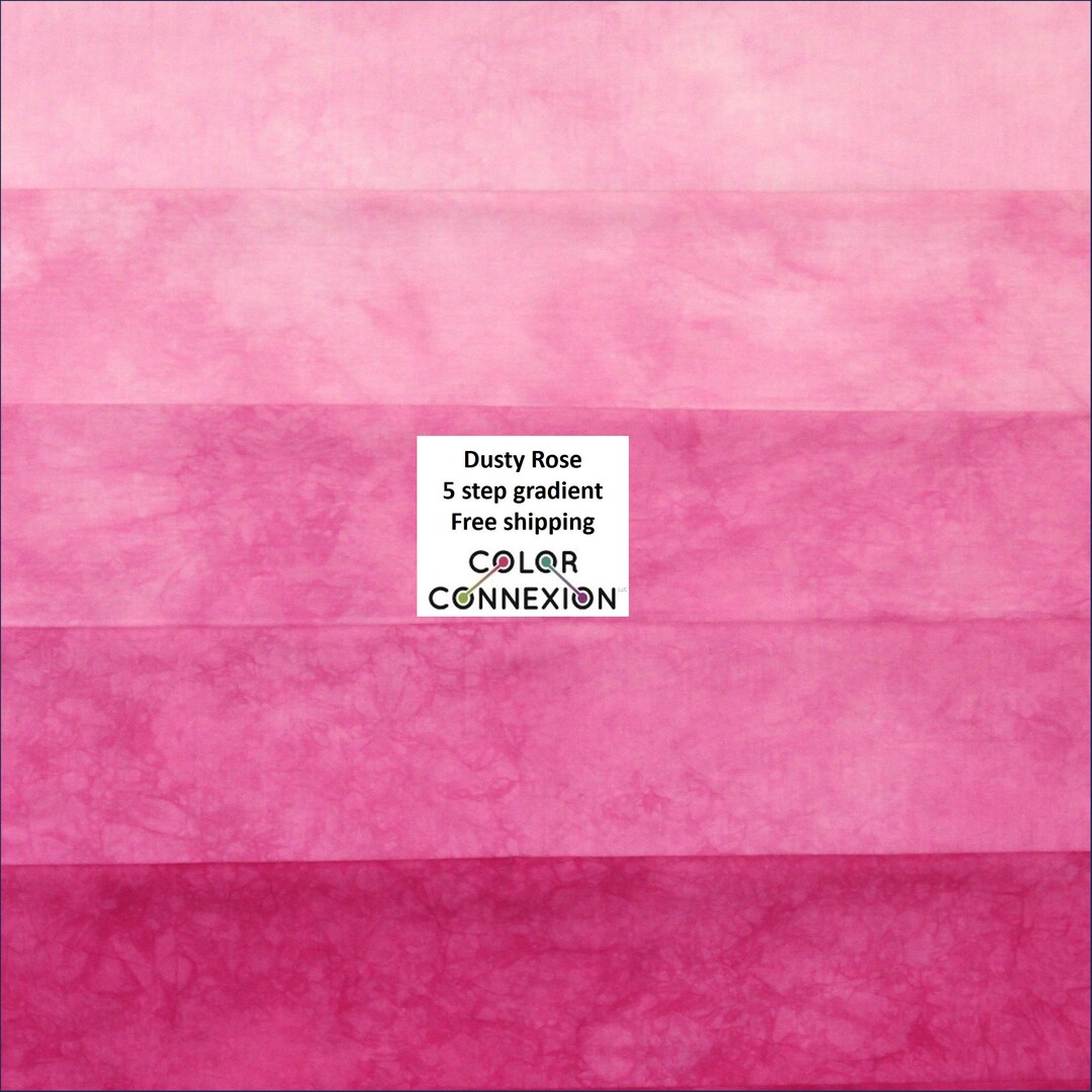 Dusty Rose Pink Quilt Fabric Bundle of Hand Dyed Fabric in a 5 Step ...