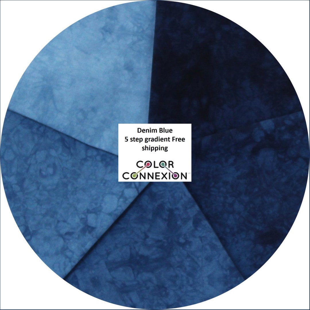 Denim Blue Gradient Bundle of Quilting Cotton, Hand Dyed Pack of Fat ...