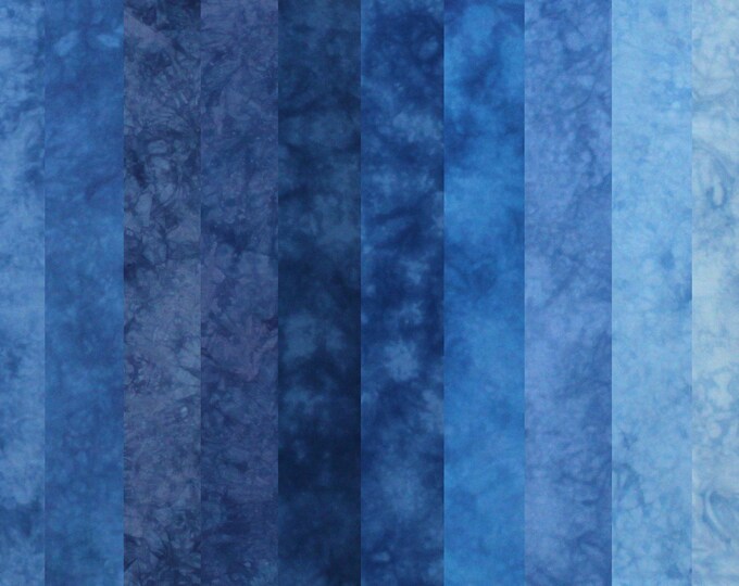 Blue Stash Builder Fabric Bundle of Hand Dyed Quilt Cotton, 10 Fat ...