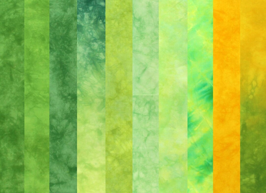 Yellow to Green Stash Builder Fabric Bundle of Hand Dyed Quilt Cotton ...