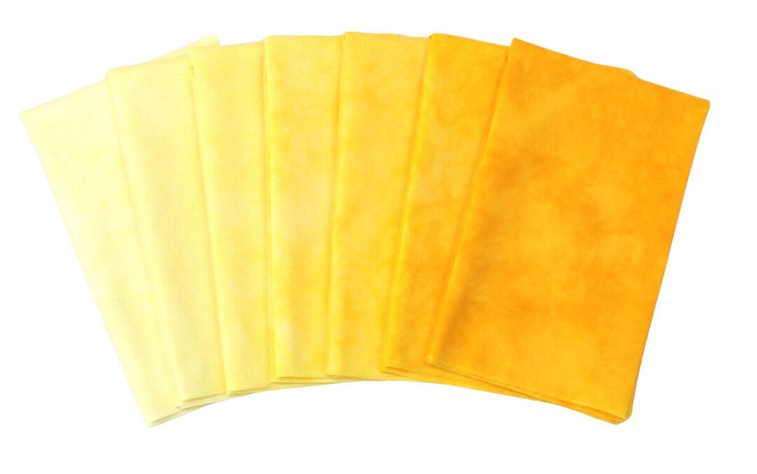 Hand Dyed Sunny Yellow Quilt Fabric Bundle, 7 Step Gradient, Available ...