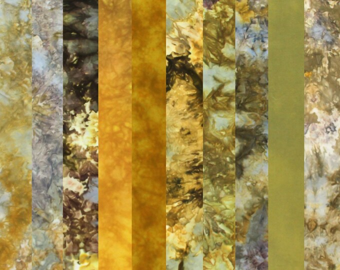 Shades of Earthy Yellow and Olive Green, Stash Builder Fabric Bundle of ...