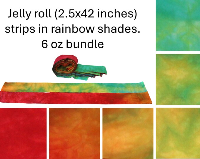 Jelly Roll Strips in a Rainbow Gradient of Quilting Cotton, Ready to ...
