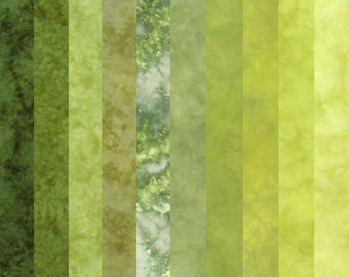 Shades of Olive Green Stash Builder Fabric Bundle of Hand Dyed Quilt ...