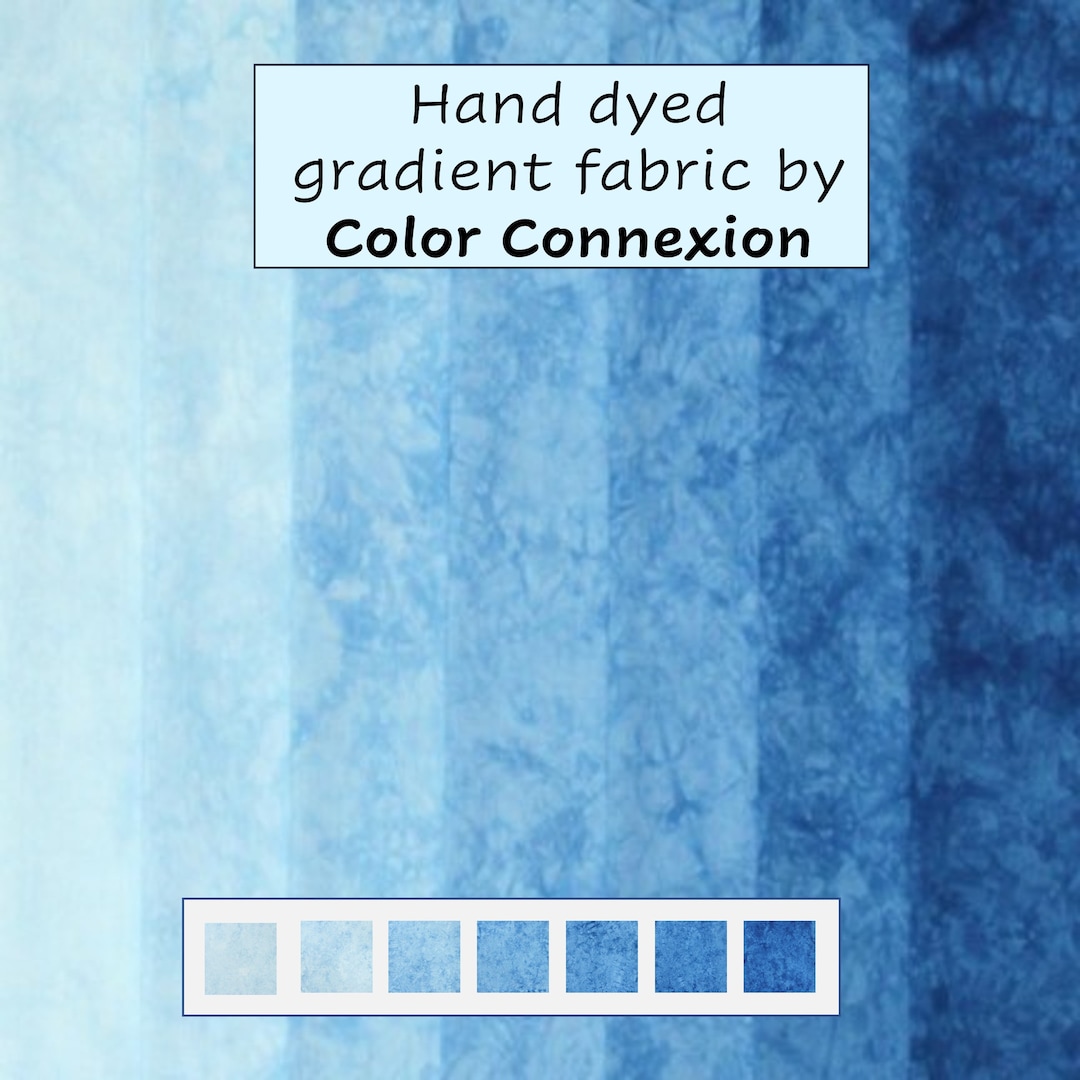 Hand Dyed Blue Fabric Bundle, 7 Step Gradient of Quilting Cotton ...