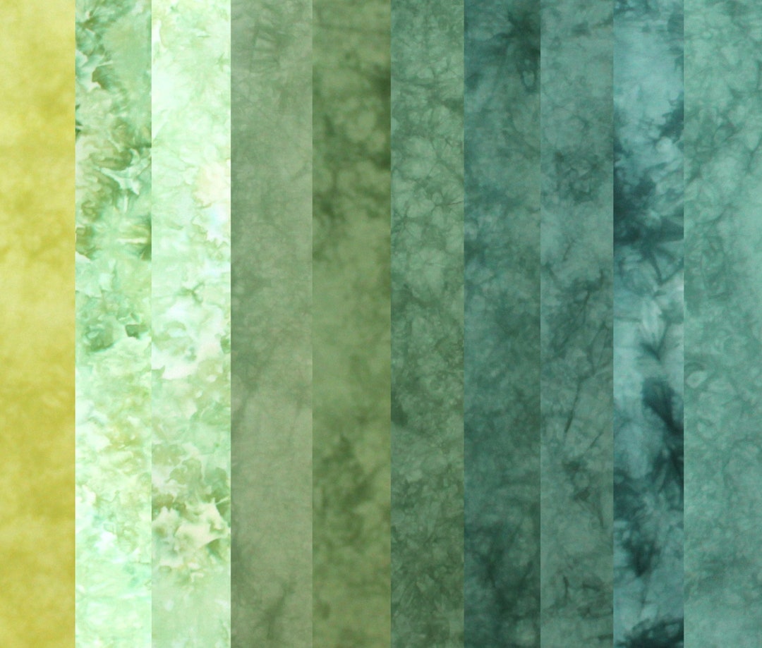 Shades of Green Stash Builder Fabric Bundle of Hand Dyed Quilt Cotton ...