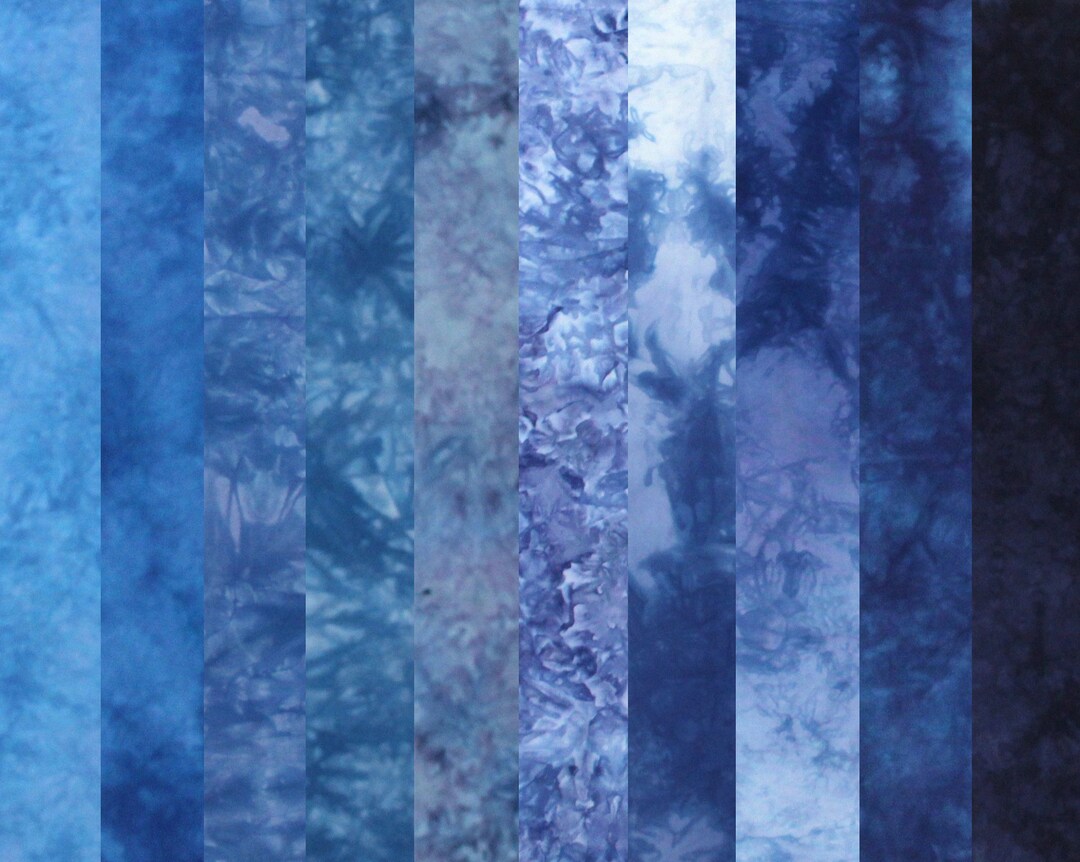 Blue Stash Builder Fabric Bundle of Hand Dyed Quilt Cotton, 10 Fat ...